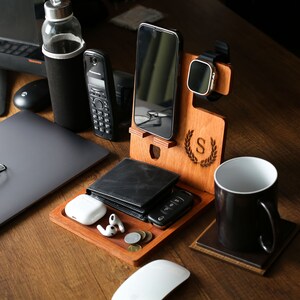 Engraved Mobile Phone Stand Wooden Bedside Organiser Desk - Etsy