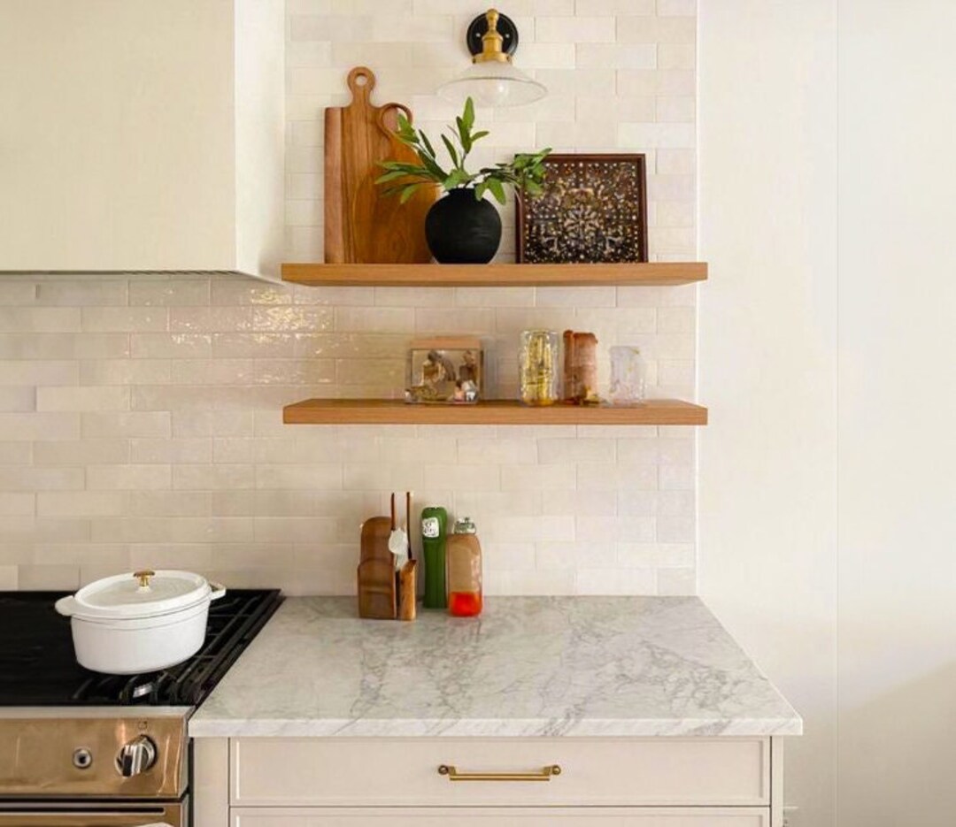 Kitchen Floating Shelves Wall Mounted, Modern Floating Shelf With Black ...
