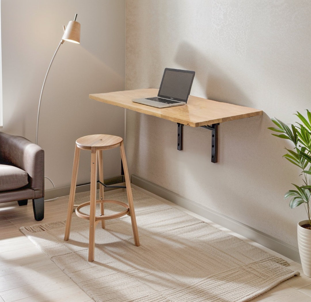 Wood Floating Desk, Folding Desk, Floating Corner Desk, Modern Floating ...