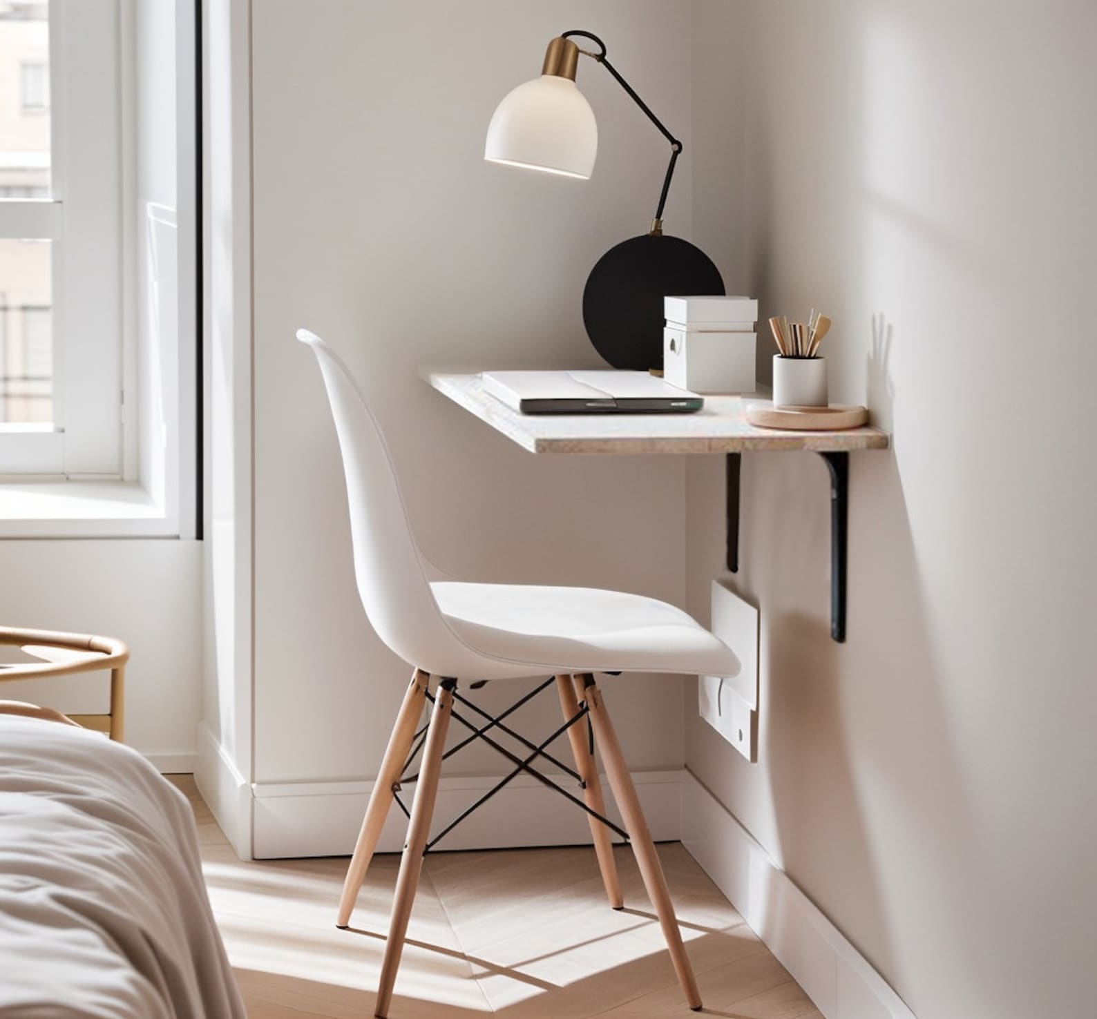 Wood Floating Desk, Folding Desk, Floating Corner Desk, Modern Floating ...