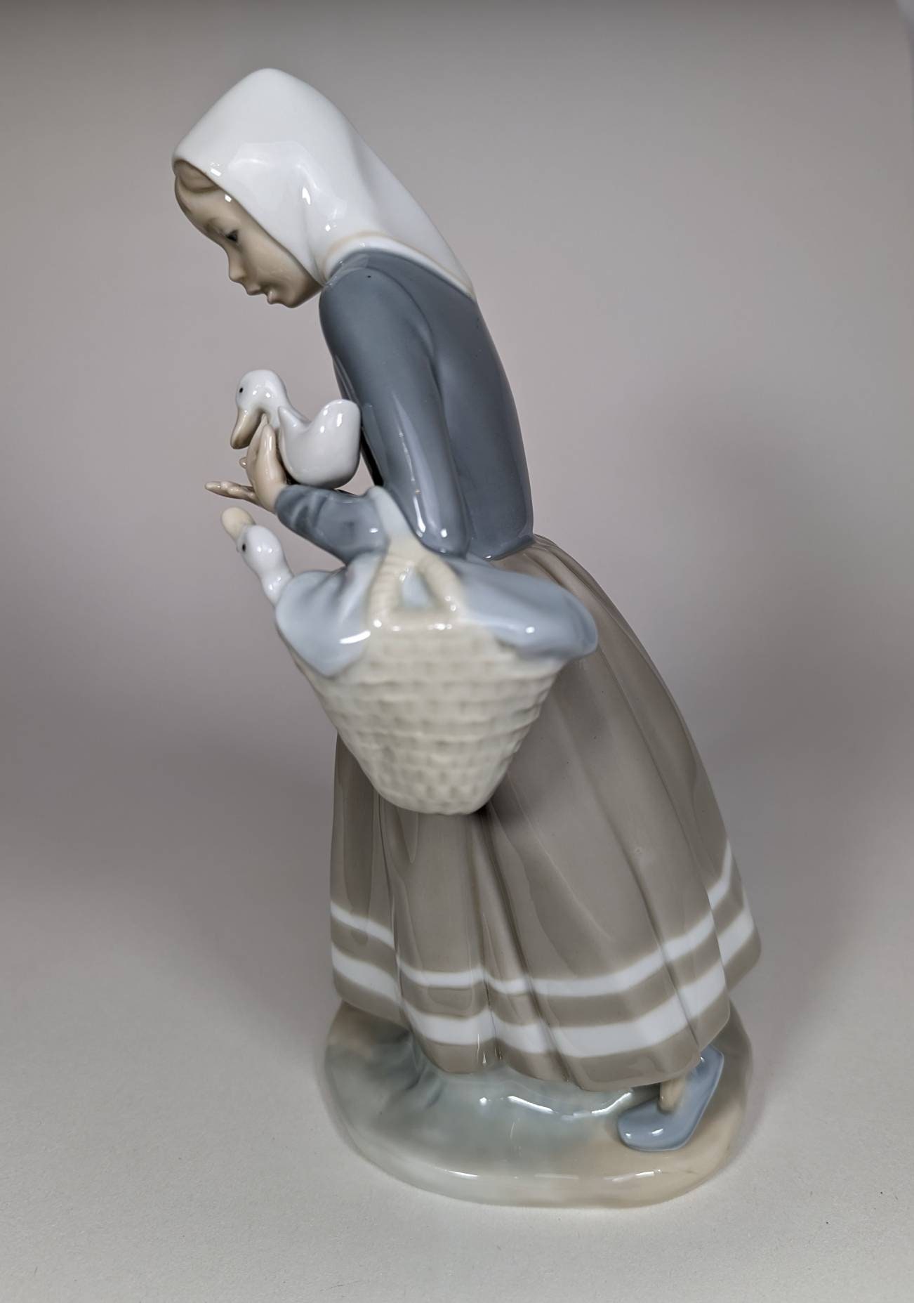 Vintage Lladro Figurine Girl With Goose/duck Holding a Basket of ...