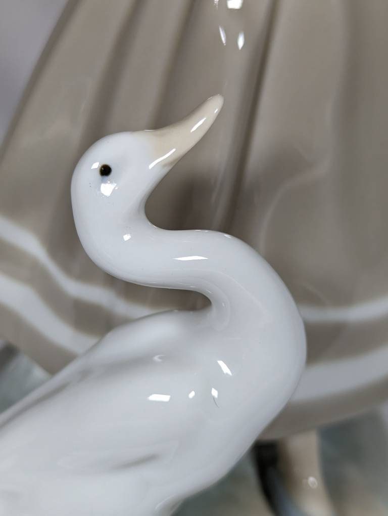 Vintage Lladro Figurine Girl With Goose/duck Holding a Basket of ...