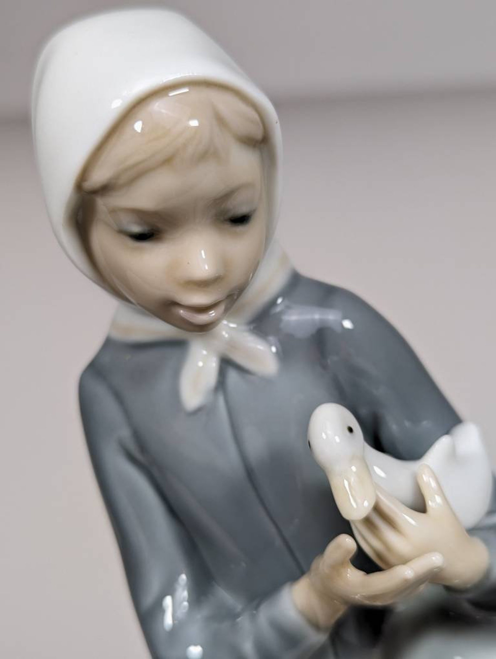 Vintage Lladro Figurine Girl With Goose/duck Holding a Basket of ...