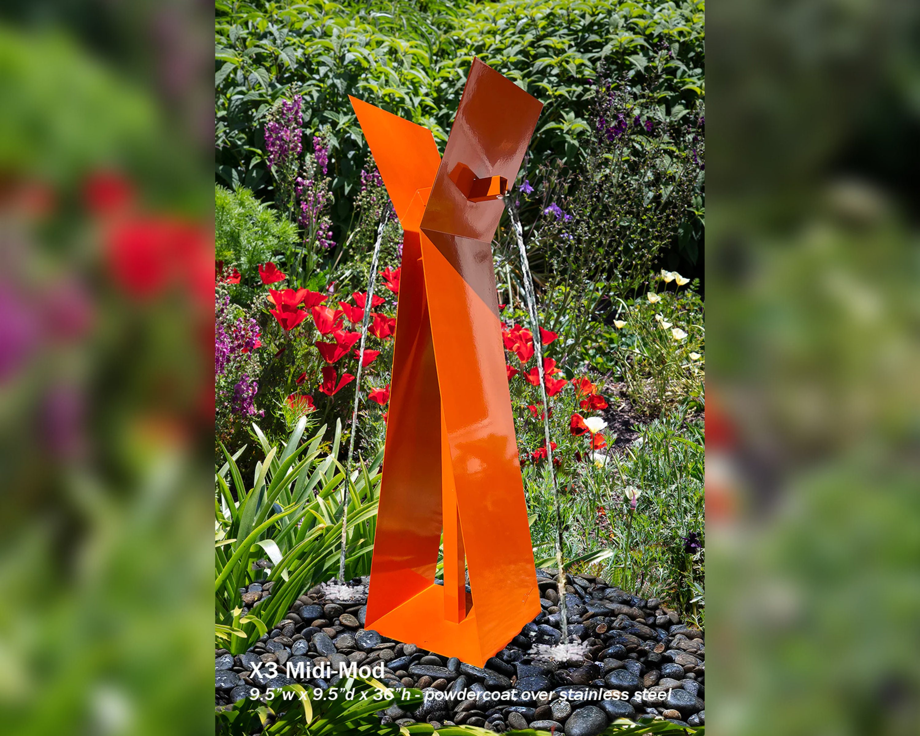 Stainless Steel Zen Style Cascading Water Fountain for Garden. 36" High ...