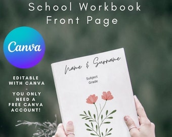 School Book Cover Template , Labels, by Grade, Printable PDF, Digital ...