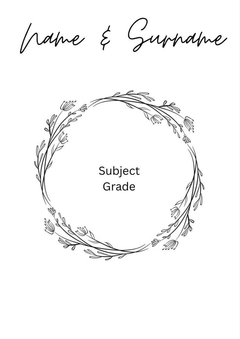 School Book Cover Template , Labels, by Grade, Printable PDF, Digital ...