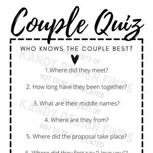 Couple Quiz Wedding Shower Game - Etsy