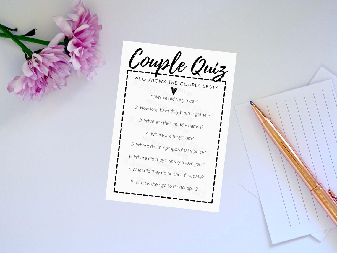 Couple Quiz Wedding Shower Game - Etsy