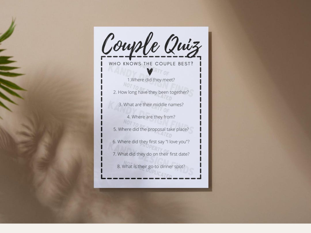 Couple Quiz Wedding Shower Game - Etsy