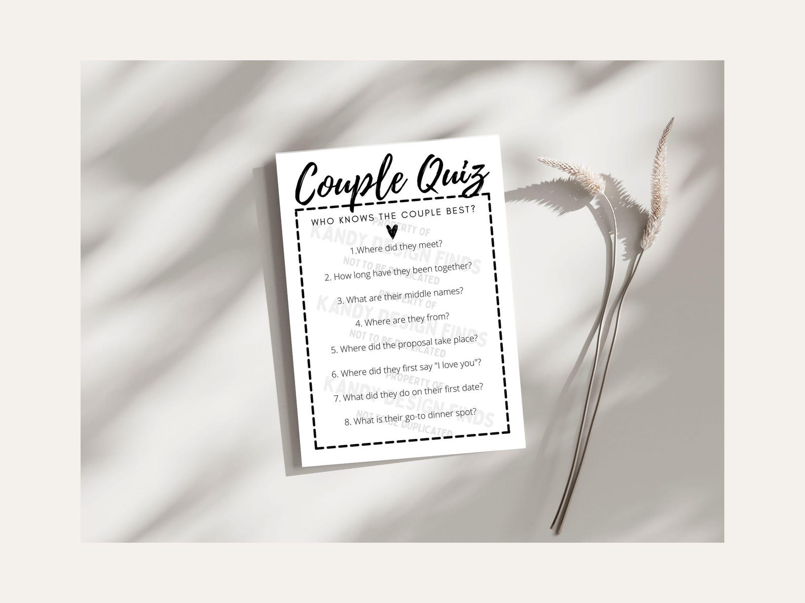 Couple Quiz Wedding Shower Game - Etsy