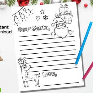 Printable Coloring Page Letter to Santa Claus | Christmas Wish List ...