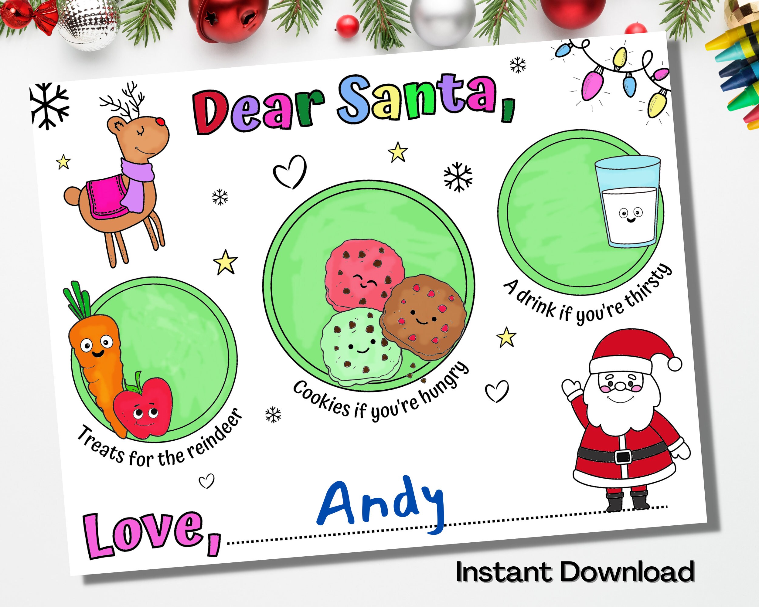 Printable Santa Placemat Coloring Page for Kids | Santa Tray | Santa ...