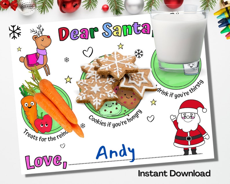 Printable Santa Placemat Coloring Page for Kids | Santa Tray | Santa ...