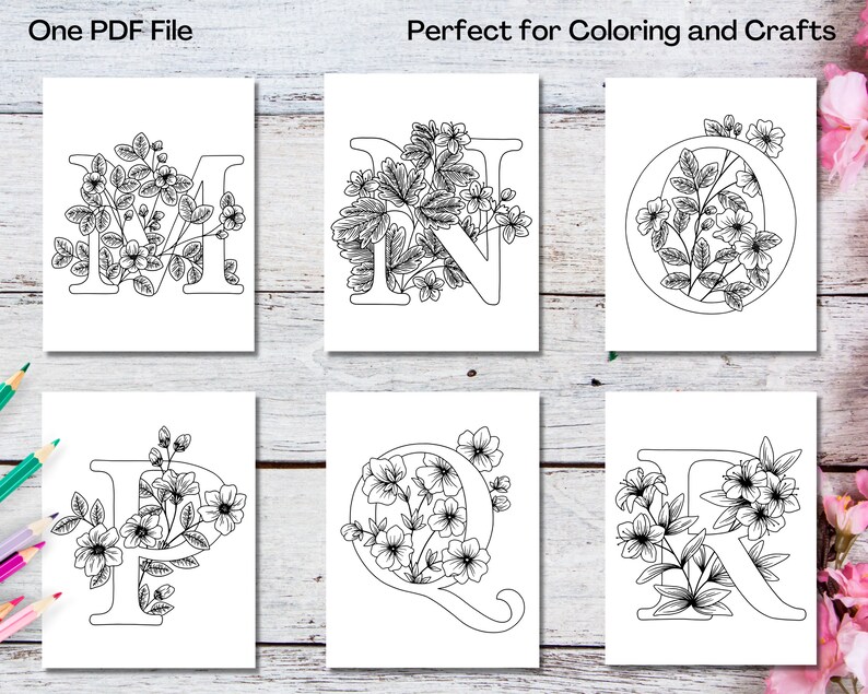 Printable Alphabet Coloring Pages With Floral Theme Printable Designs ...