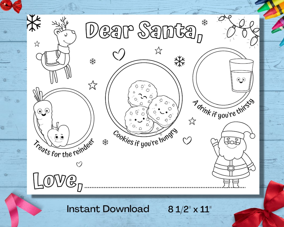 Printable Santa Placemat Coloring Page for Kids Santa Tray Santa and ...
