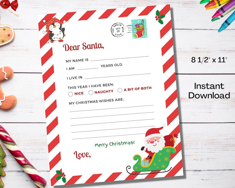 Letter to Santa Claus | Printable | Christmas Wish List | Christmas ...