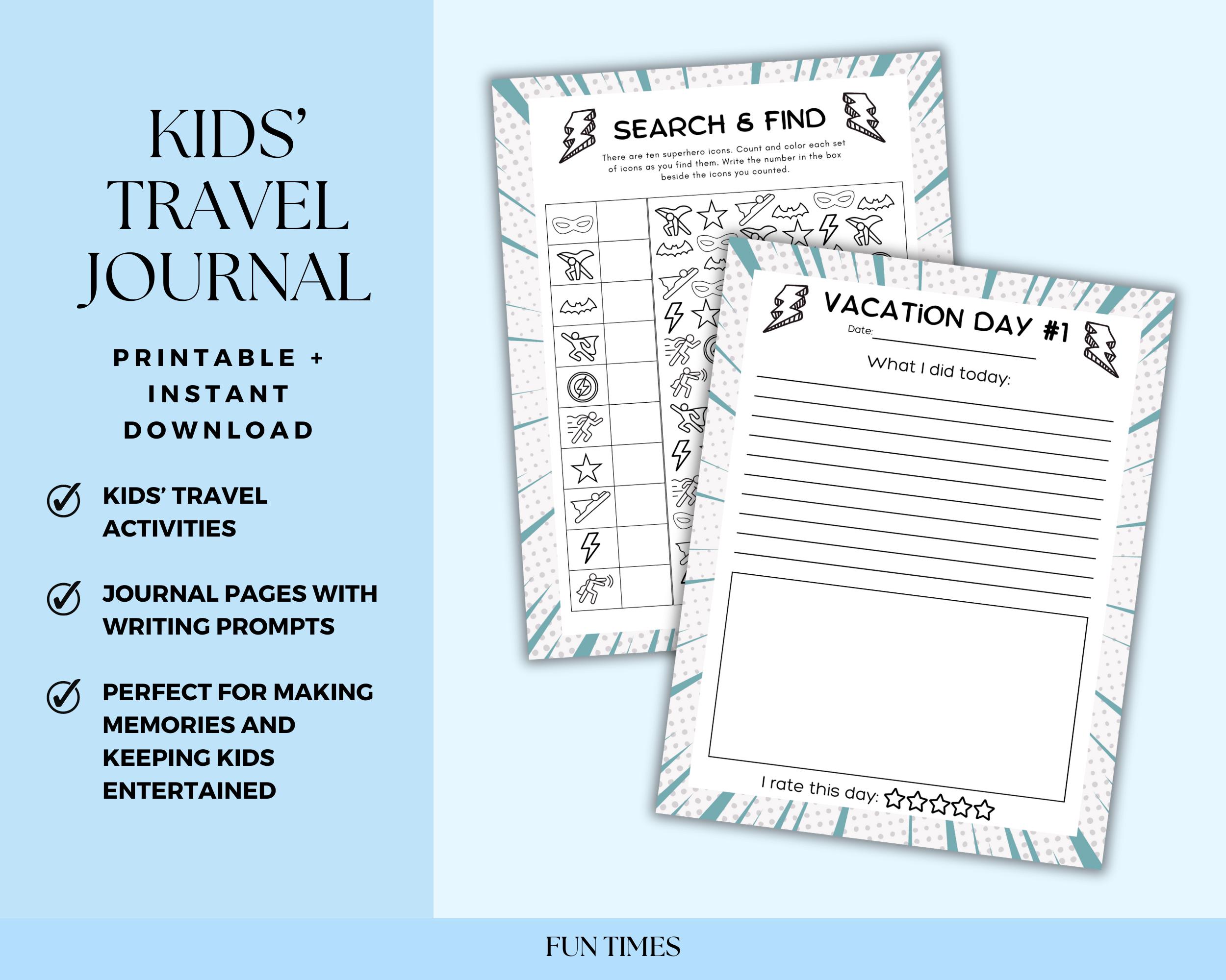Printable Kids Travel Journal | Superhero Travel Adventure | Road Trip ...