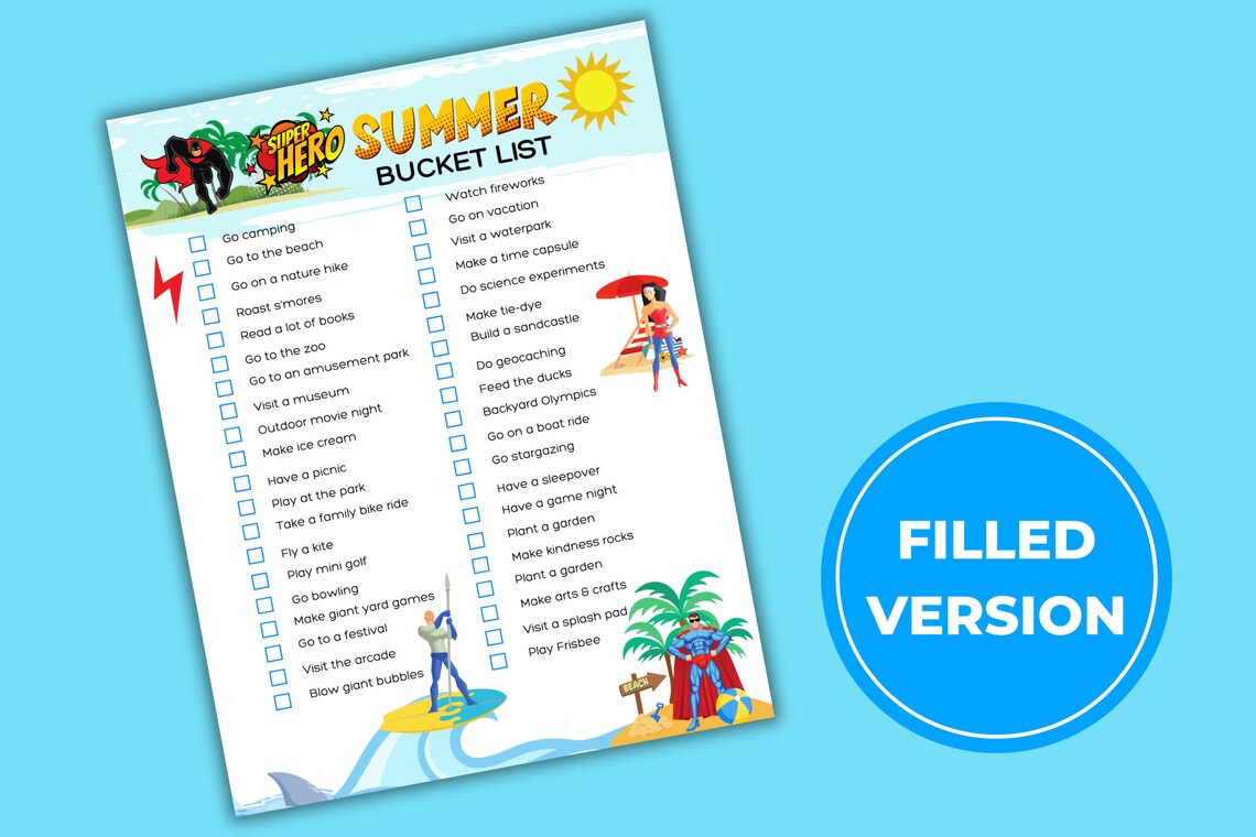 Summer Bucket List Printable Summer Activities Checklist Summer To-do ...