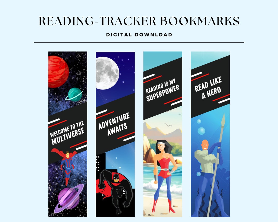 Printable Reading-tracker Bookmarks | 4 Double-sided Superhero Designs ...