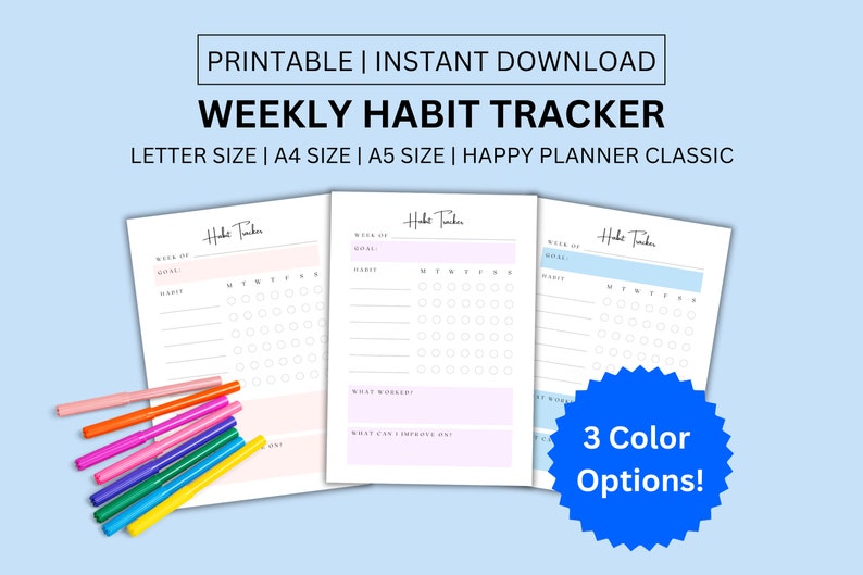 Weekly Habit Tracker Printable Instant PDF Download Letter - Etsy