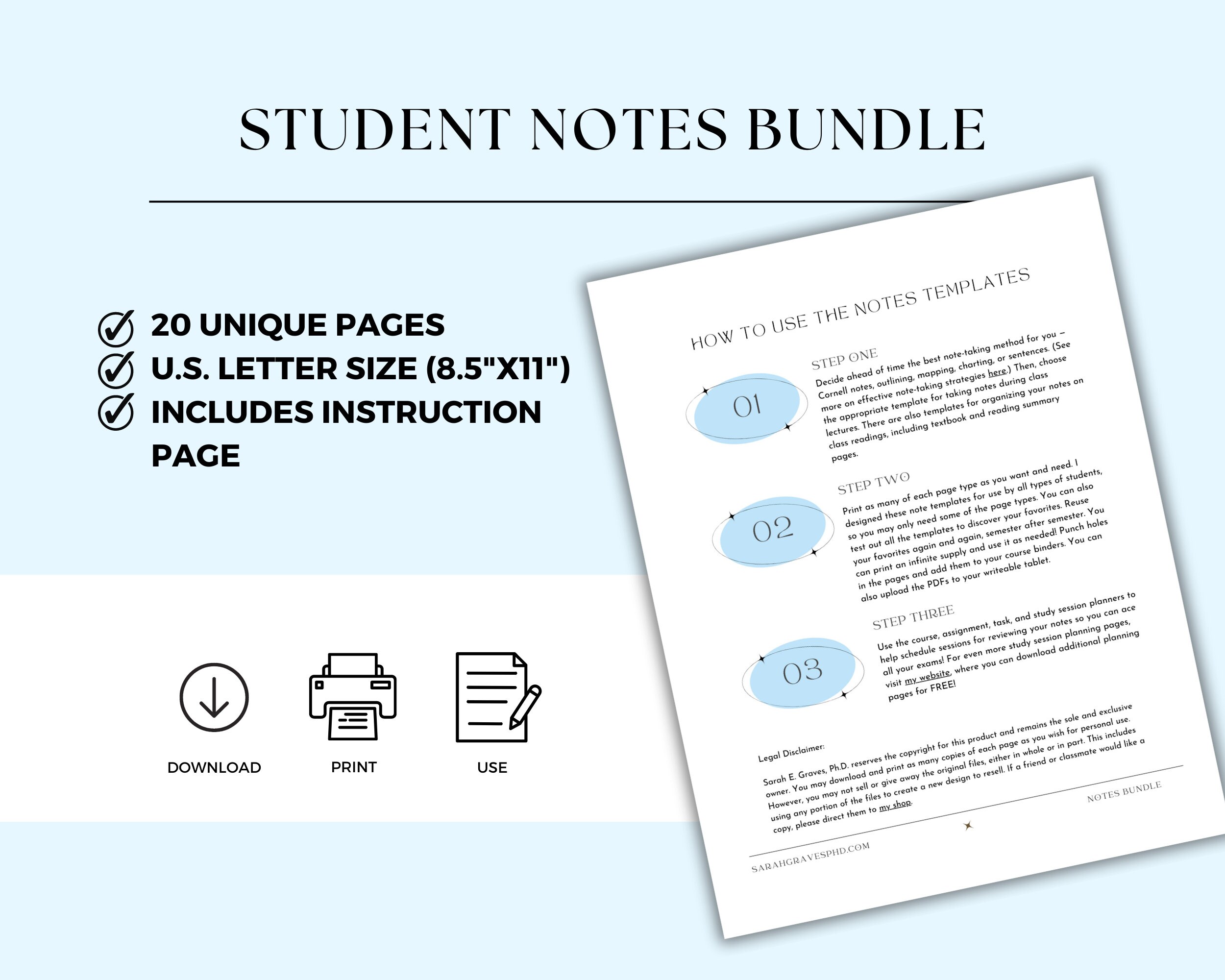 Student Notes Bundle: Cornell, Mind Map, & Exam Prep Templates (PDF ...