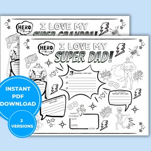 Father's Day Printable Coloring Page | Super Dad | Super Grandpa | All ...