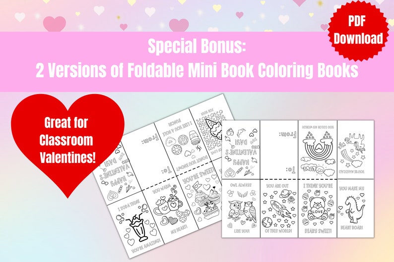 Valentine's Day Coloring Pages: Classroom Valentines, Mini Books (PDF ...