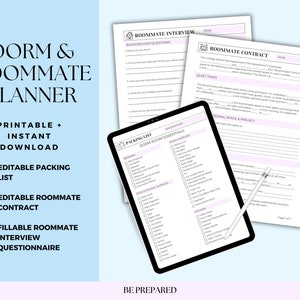 Editable College Dorm and Roommate Planning Bundle Packing List ...