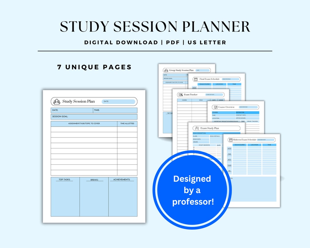 College Study Planner Group Study Session Organizer - Etsy