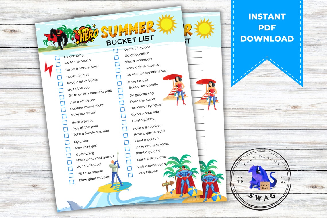 Summer Bucket List Printable | Summer Activities Checklist | Summer To ...