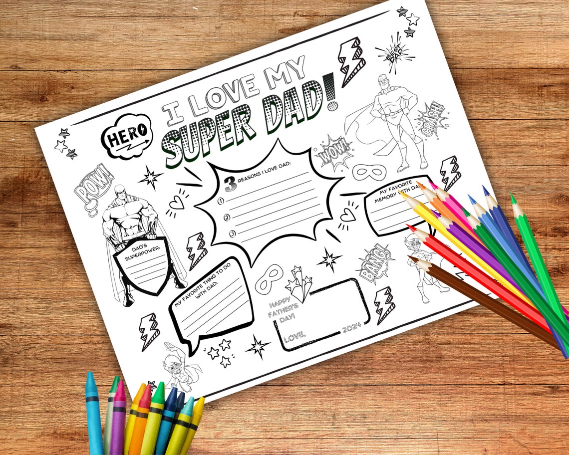 Father's Day Printable Coloring Page | Super Dad | Super Grandpa | All ...