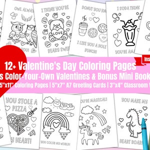 Valentine's Day Coloring Pages: Classroom Valentines, Mini Books (PDF ...