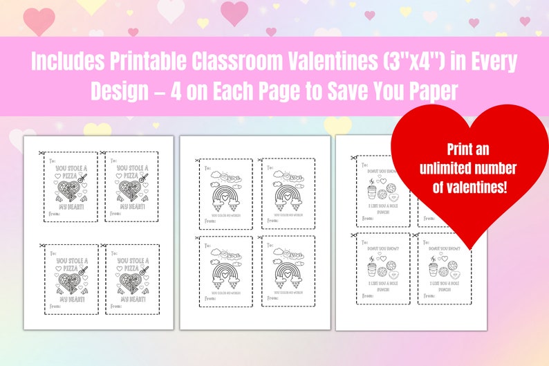 Valentine's Day Coloring Pages: Classroom Valentines, Mini Books (PDF ...