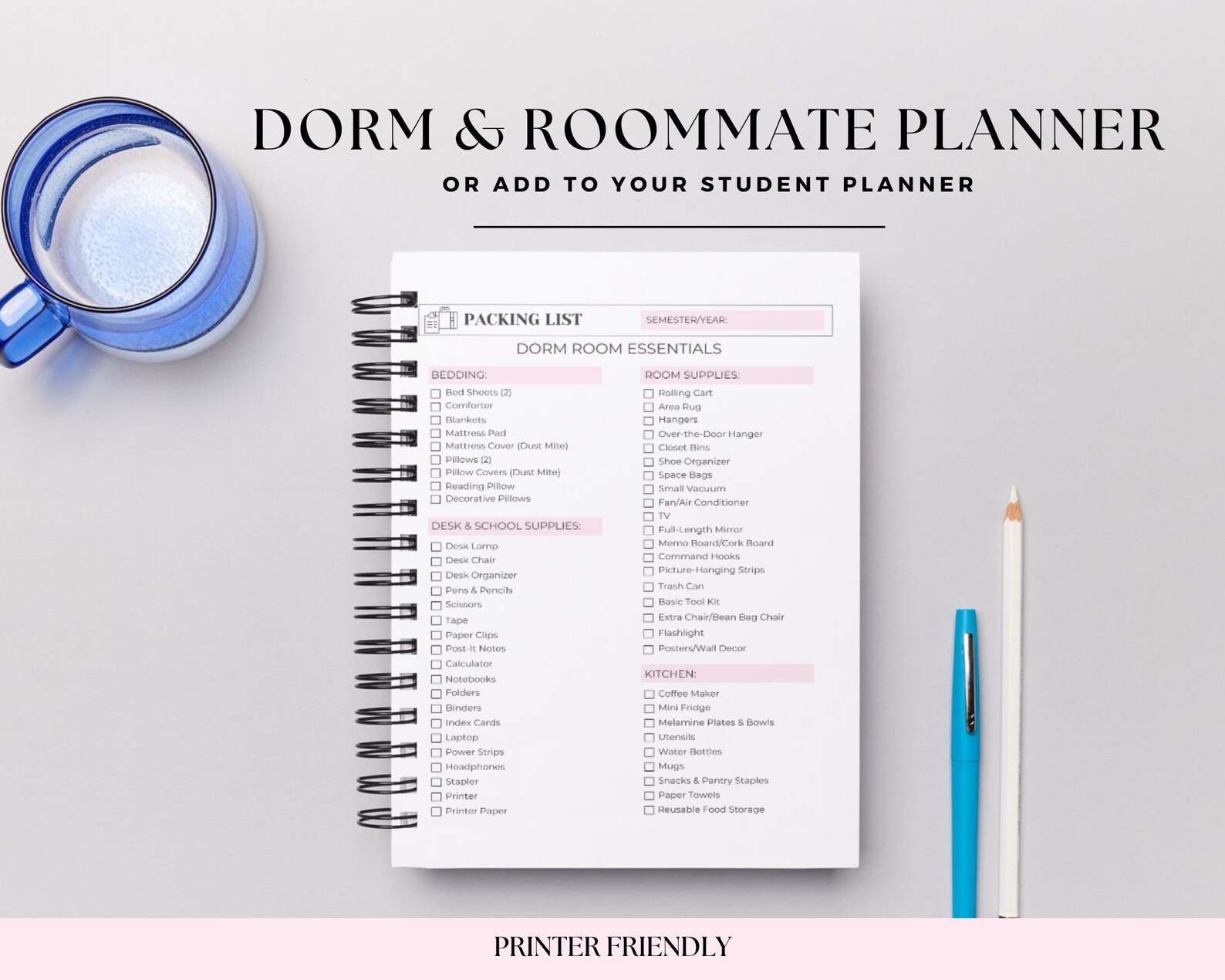 Editable College Dorm and Roommate Planning Bundle | Packing List ...