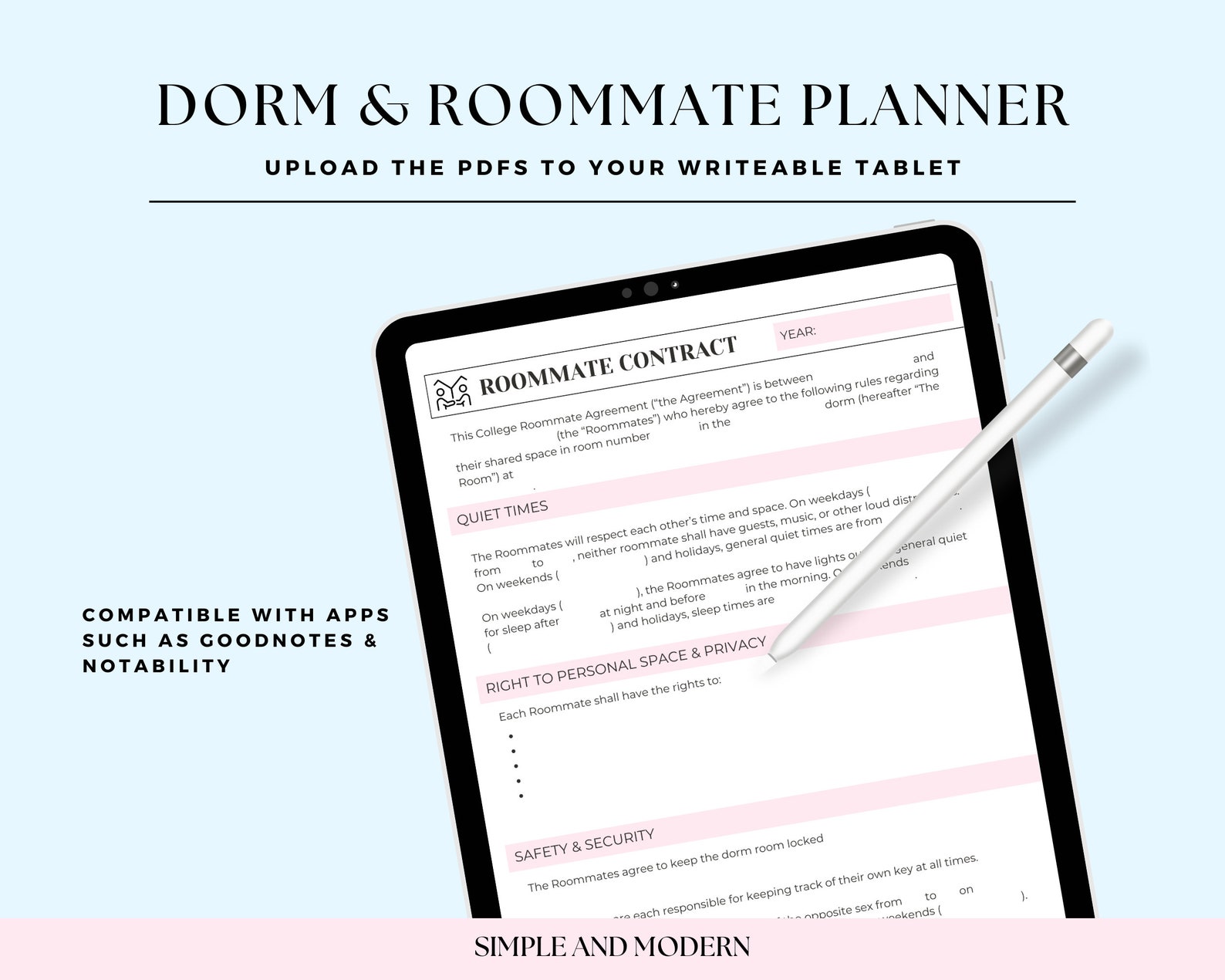 Editable College Dorm and Roommate Planning Bundle | Packing List ...