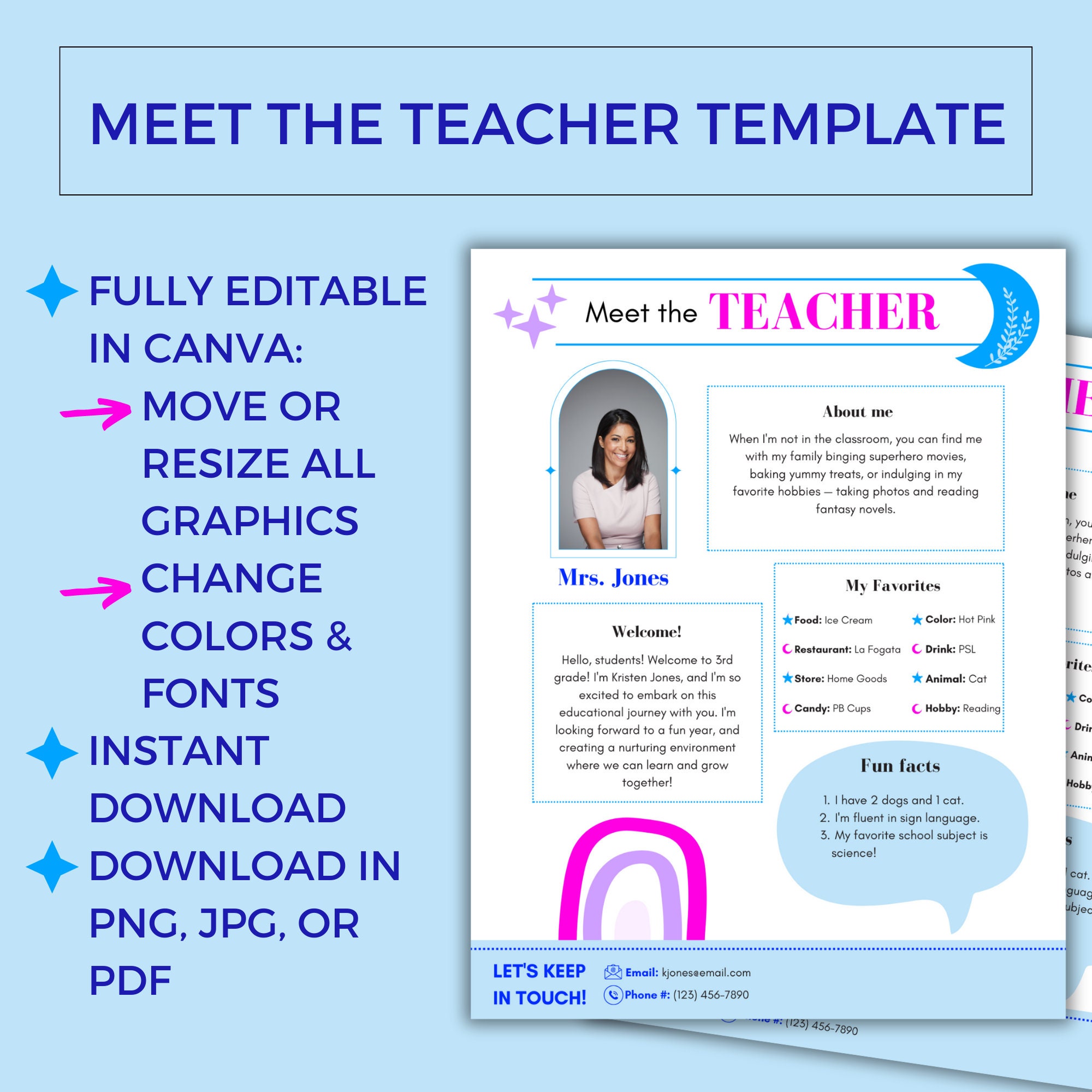Meet the Teacher Editable Template | Fun & Colorful Boho Design | About ...