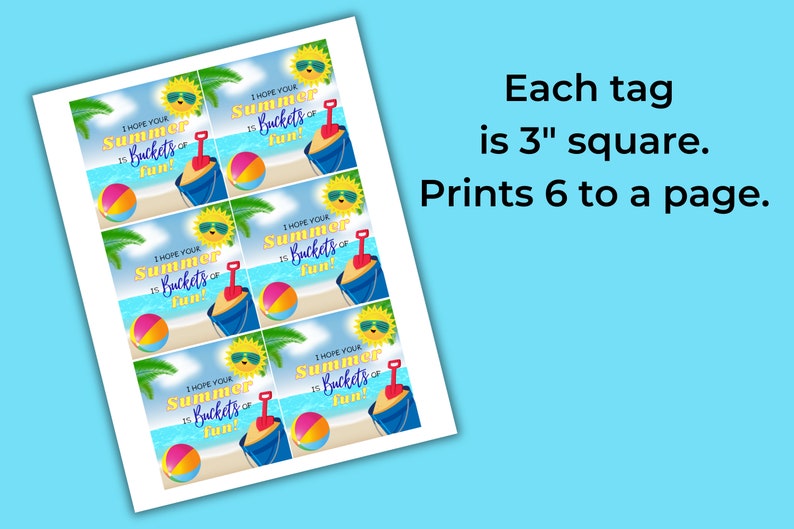 Printable Buckets of Fun Gift Tags | End of School Year Gift Tags ...