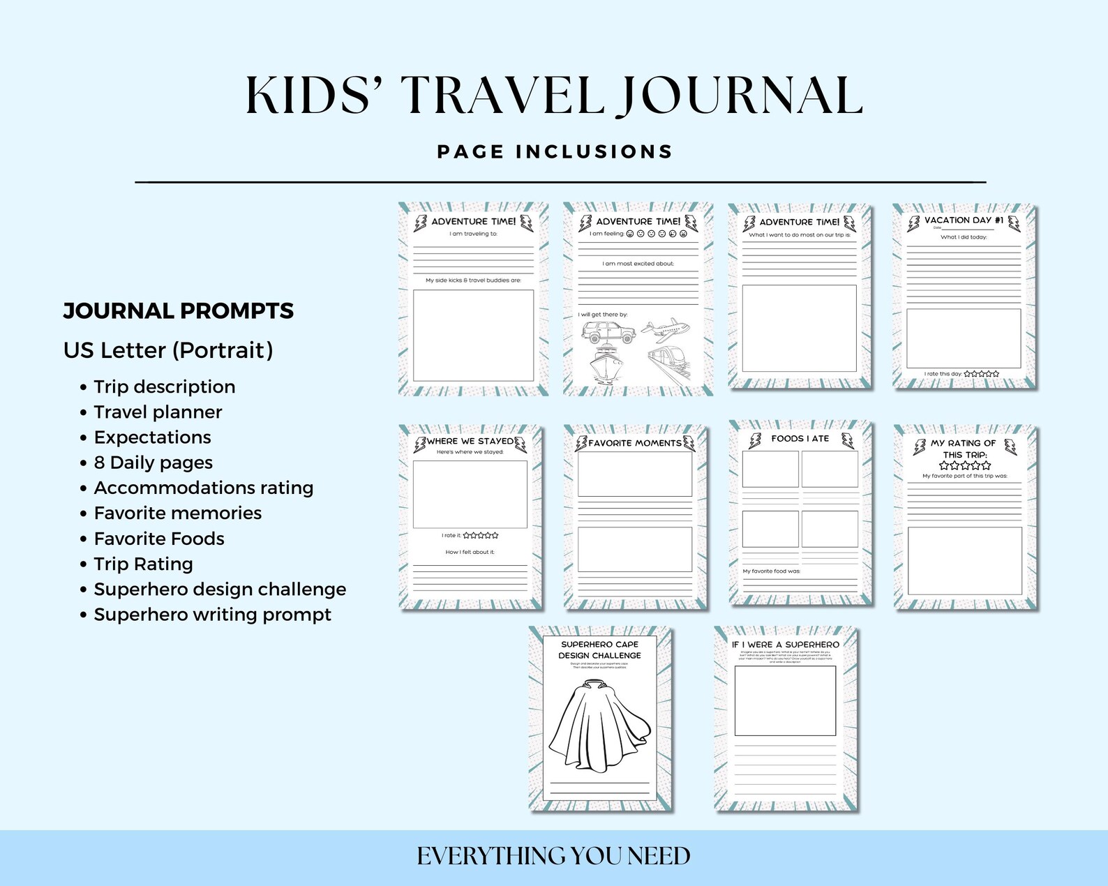 Printable Kids Travel Journal | Superhero Travel Adventure | Road Trip ...
