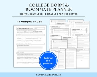 Editable College Dorm and Roommate Planning Bundle Packing List ...