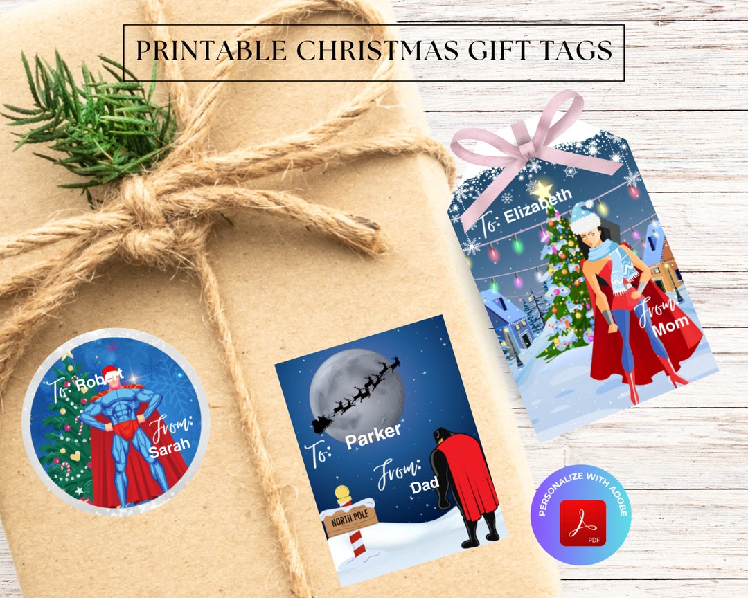 Printable Super Hero Christmas Gift Tags | Party Favor Tag | Instant ...