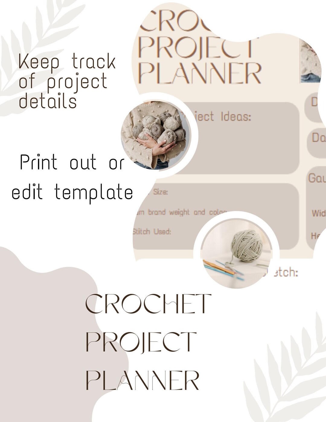 Crochet Project Planner Template, Project Tracker Worksheet - Etsy