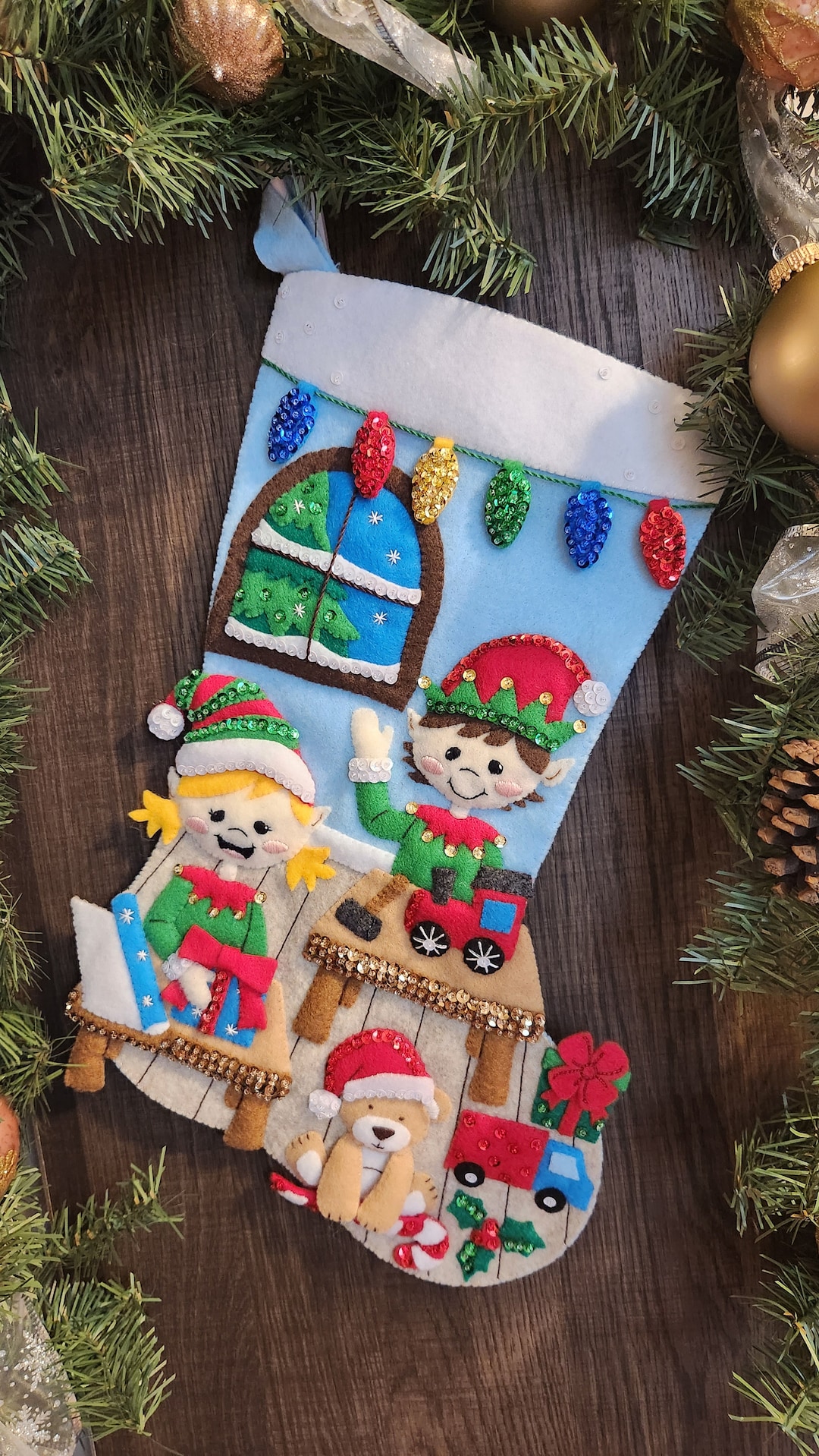 Workshop Elves *COMPLETED* Merry Stockings Kit #MS10-046 Santas ...