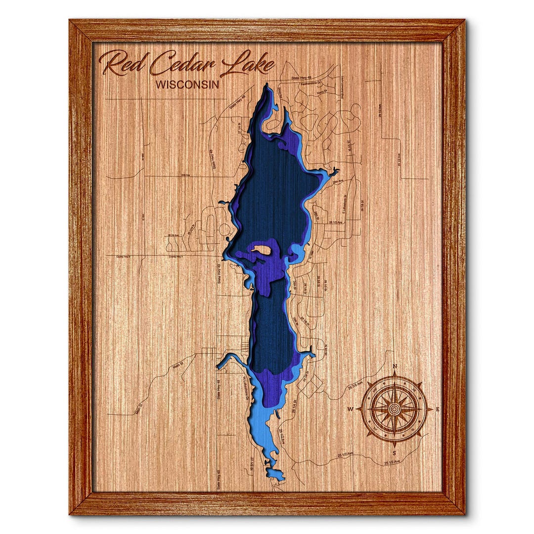 Red Cedar Lake, Wisconsin Depth Map - Any Lake, Pond, or Reservoir ...