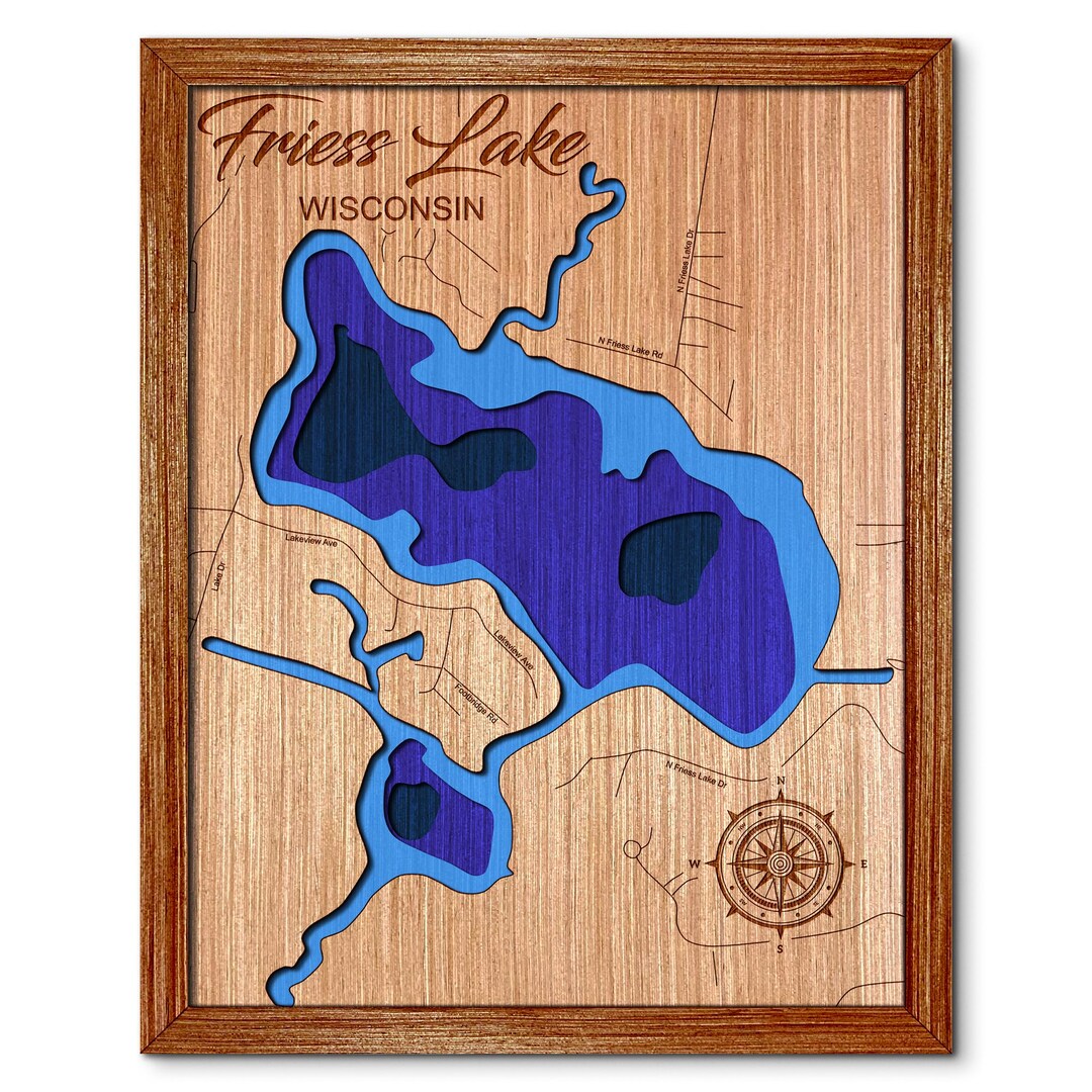 Friess Lake, Wisconsin Depth Map - Any Lake, Pond, or Reservoir, Home ...