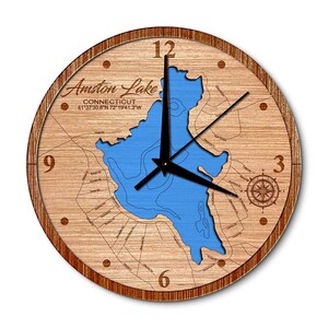 Amston Lake, Connecticut Layered Map Clock - Unique Home Decor - Etsy