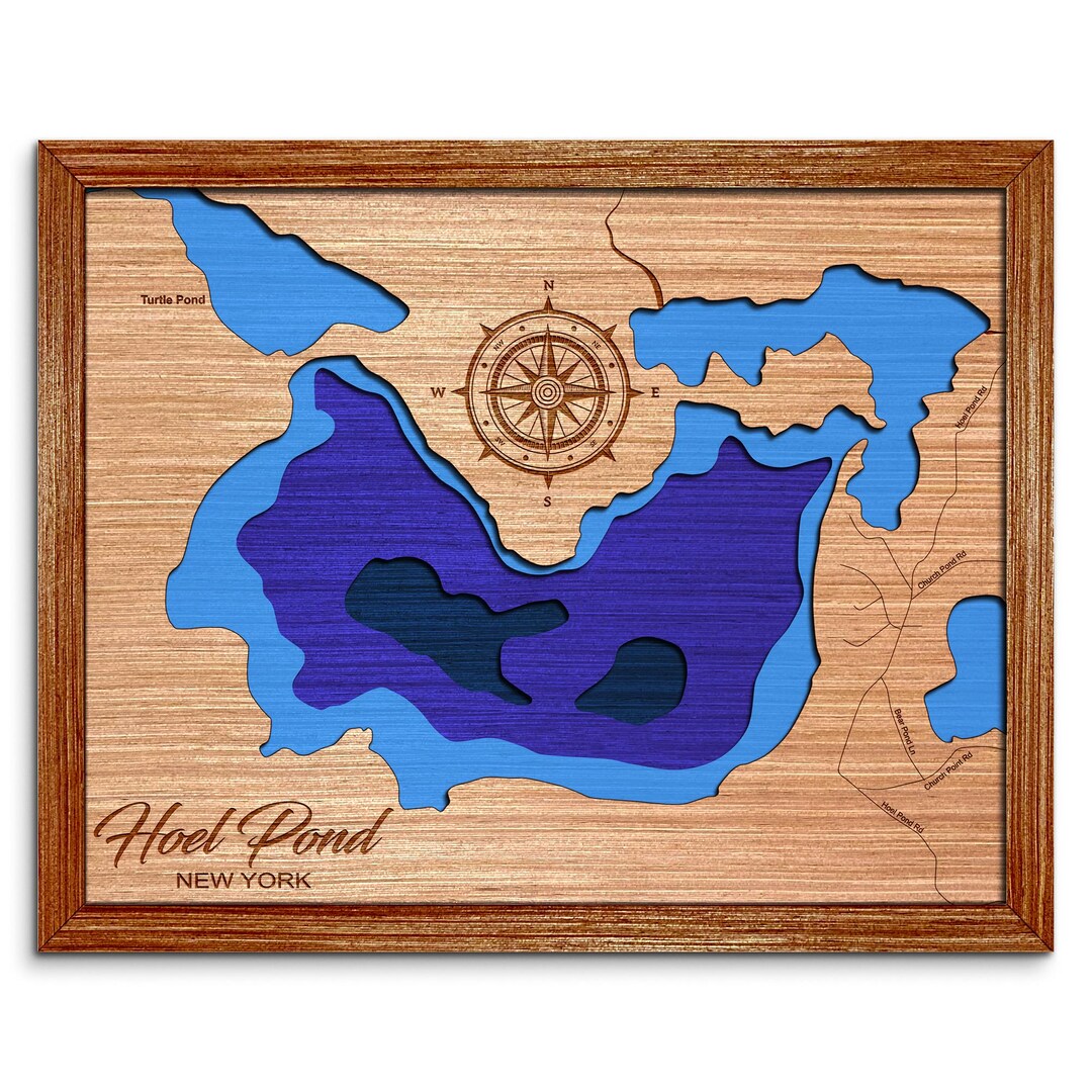 Hoel Pond, New York Depth Map - Any Lake, Pond, or Reservoir - Unique ...