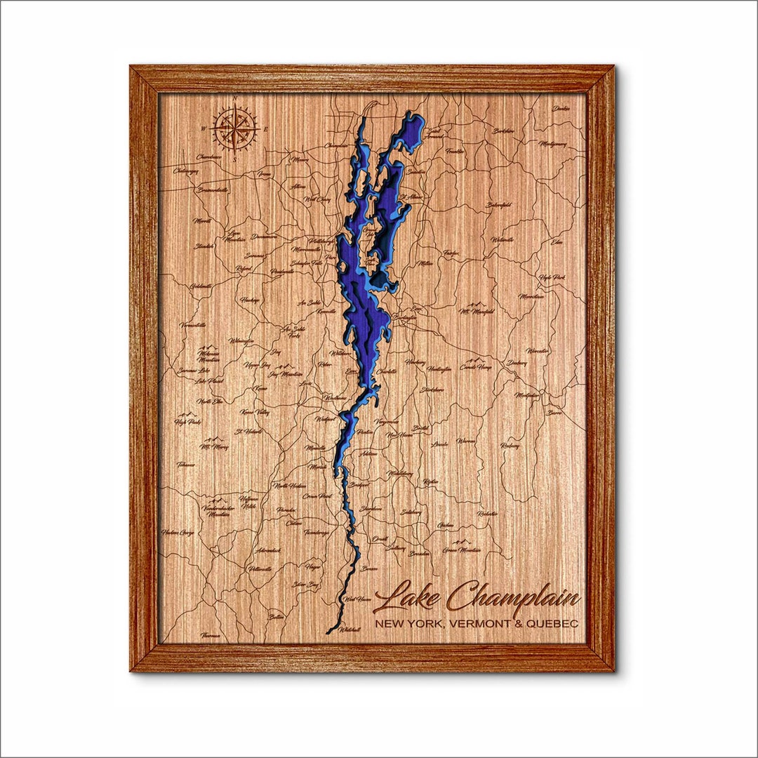 Lake Champlain in New York, Vermont, and Canada Depth Map - Any Lake ...
