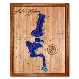 Lake Milton, Ohio Depth Map - Any Lake, Pond, or Reservoir - Unique ...