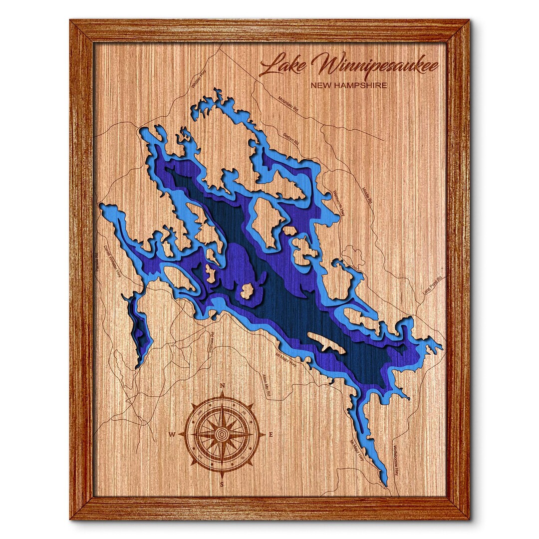 Lake Winnipesaukee, New Hampshire Depth Map - Any Lake, Pond, or ...