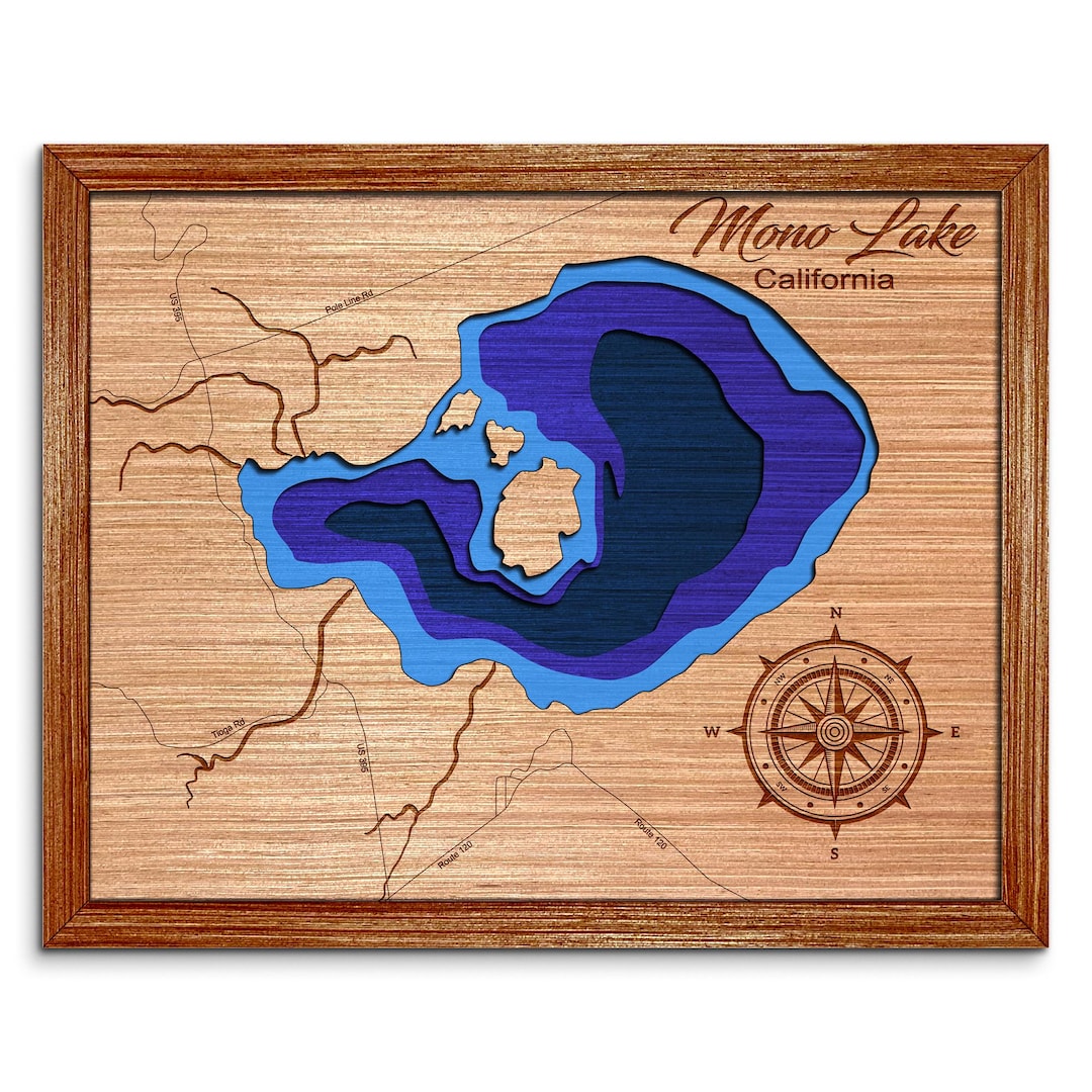 Mono Lake, California Depth Map - Any Lake, Pond, or Reservoir - Unique ...
